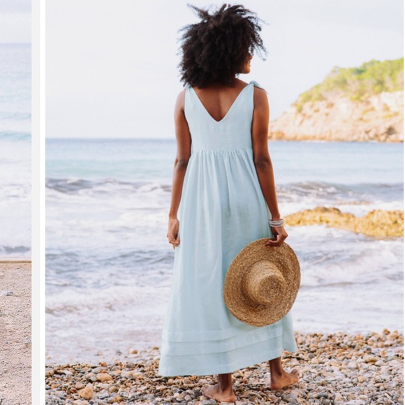 Magic Linen | Dresses | Magic Linen Dusty Blue Andros Dress | Poshmark